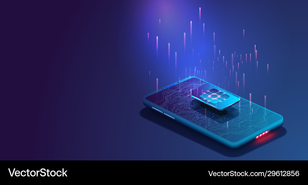 Esim card chip sign embedded sim concept new Vector Image