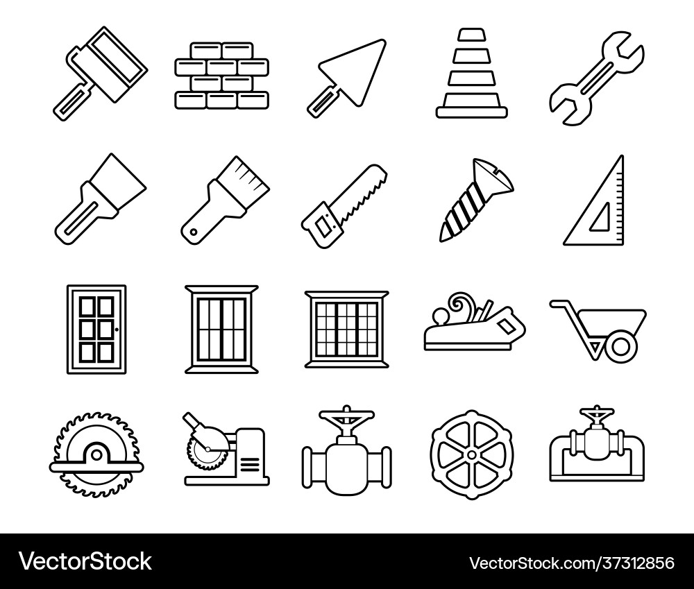 Industry icons energy construction production Vector Image
