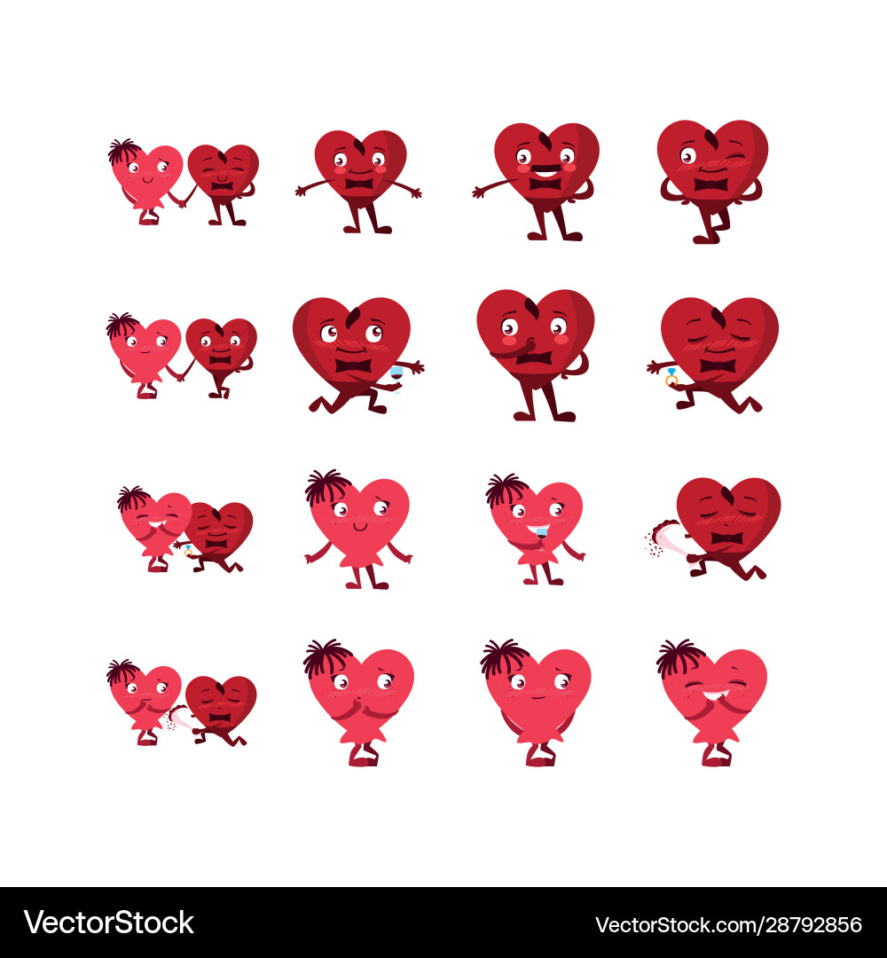 Isolated hearts cartoons set design Royalty Free Vector