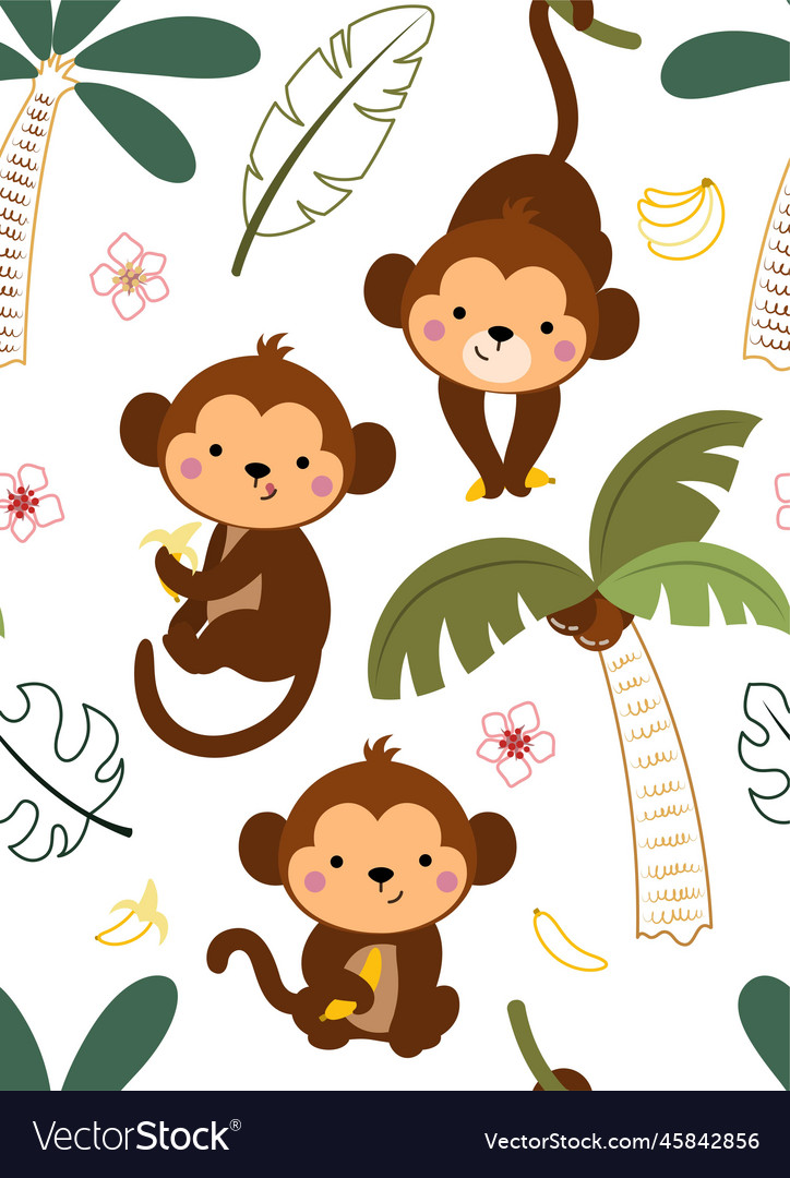 Monkey seamless pattern Royalty Free Vector Image