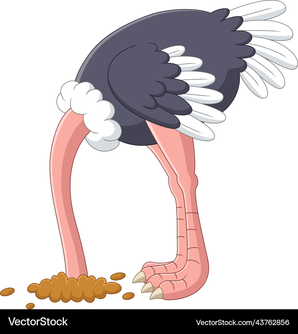 Ostrich hiding its head in the hole Royalty Free Vector