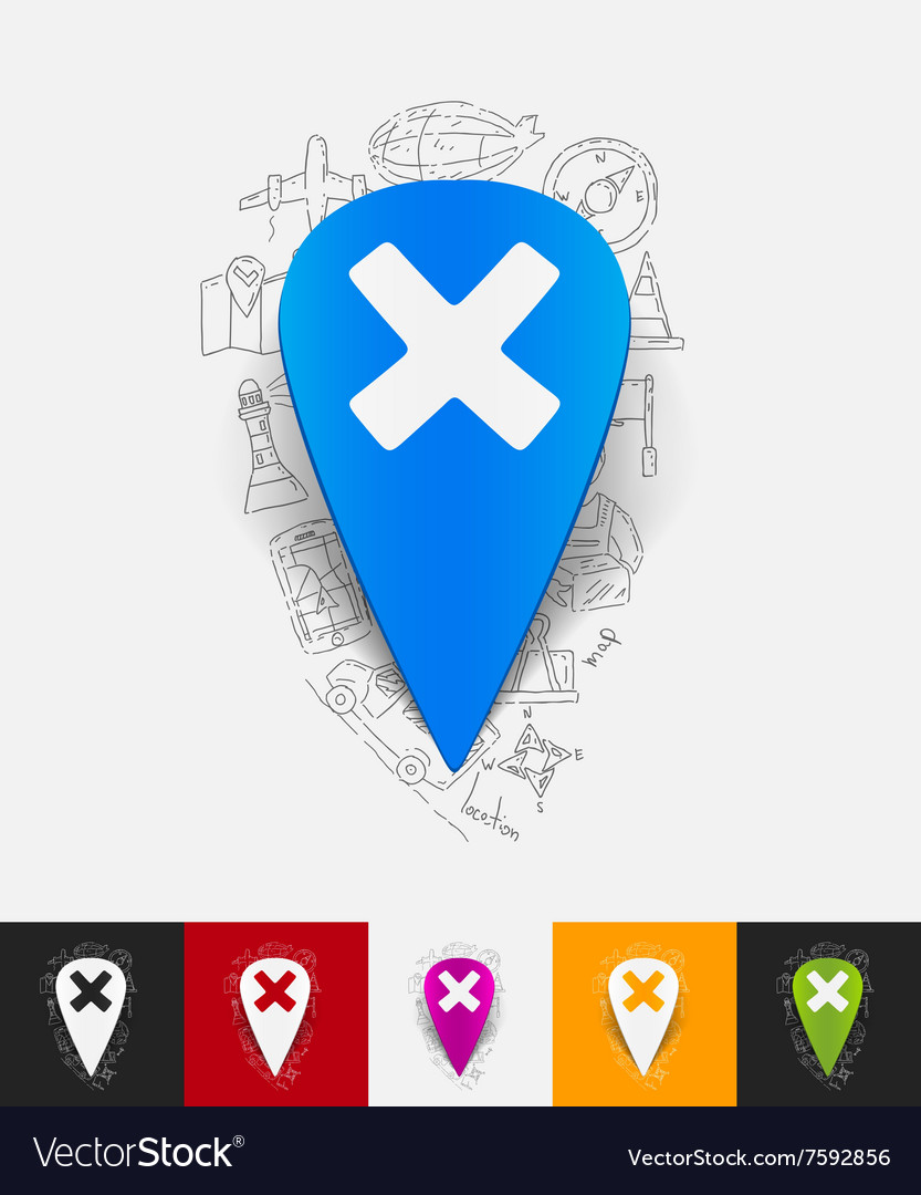 Pointer paper sticker with hand drawn elements Vector Image