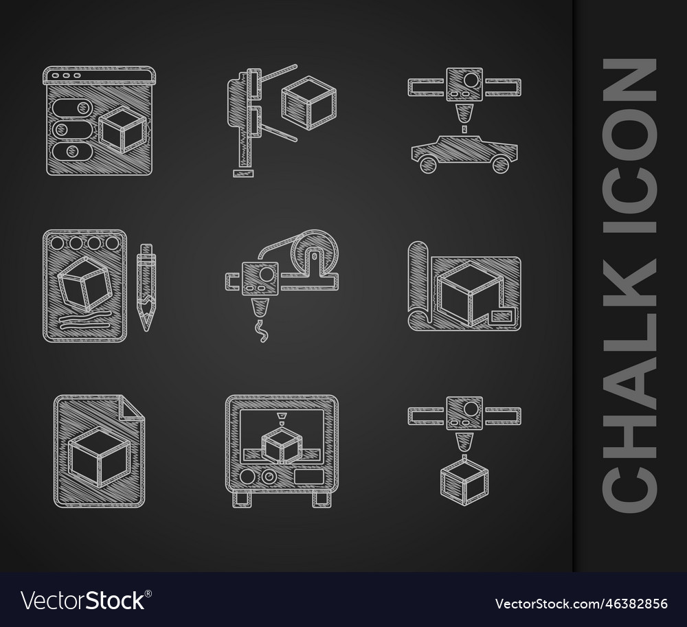 Set 3d printer cube graphing paper Royalty Free Vector Image