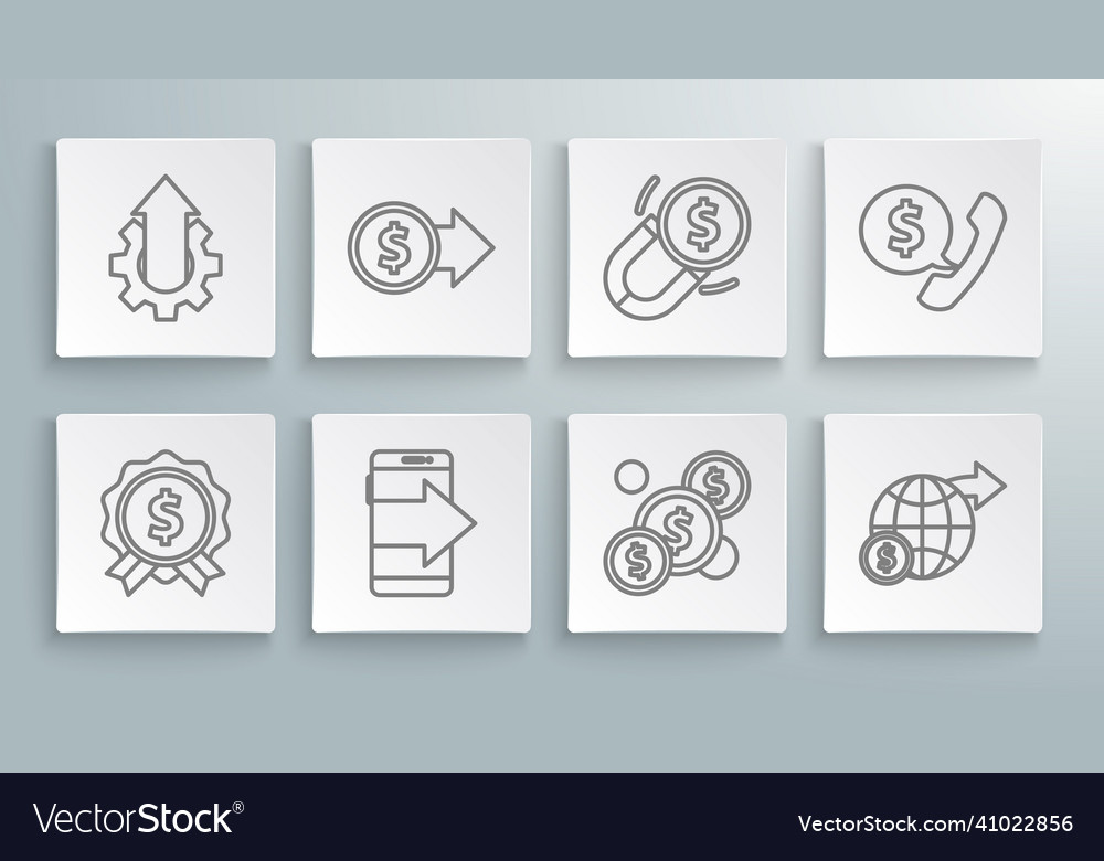 Set line price tag with dollar coin money symbol Vector Image