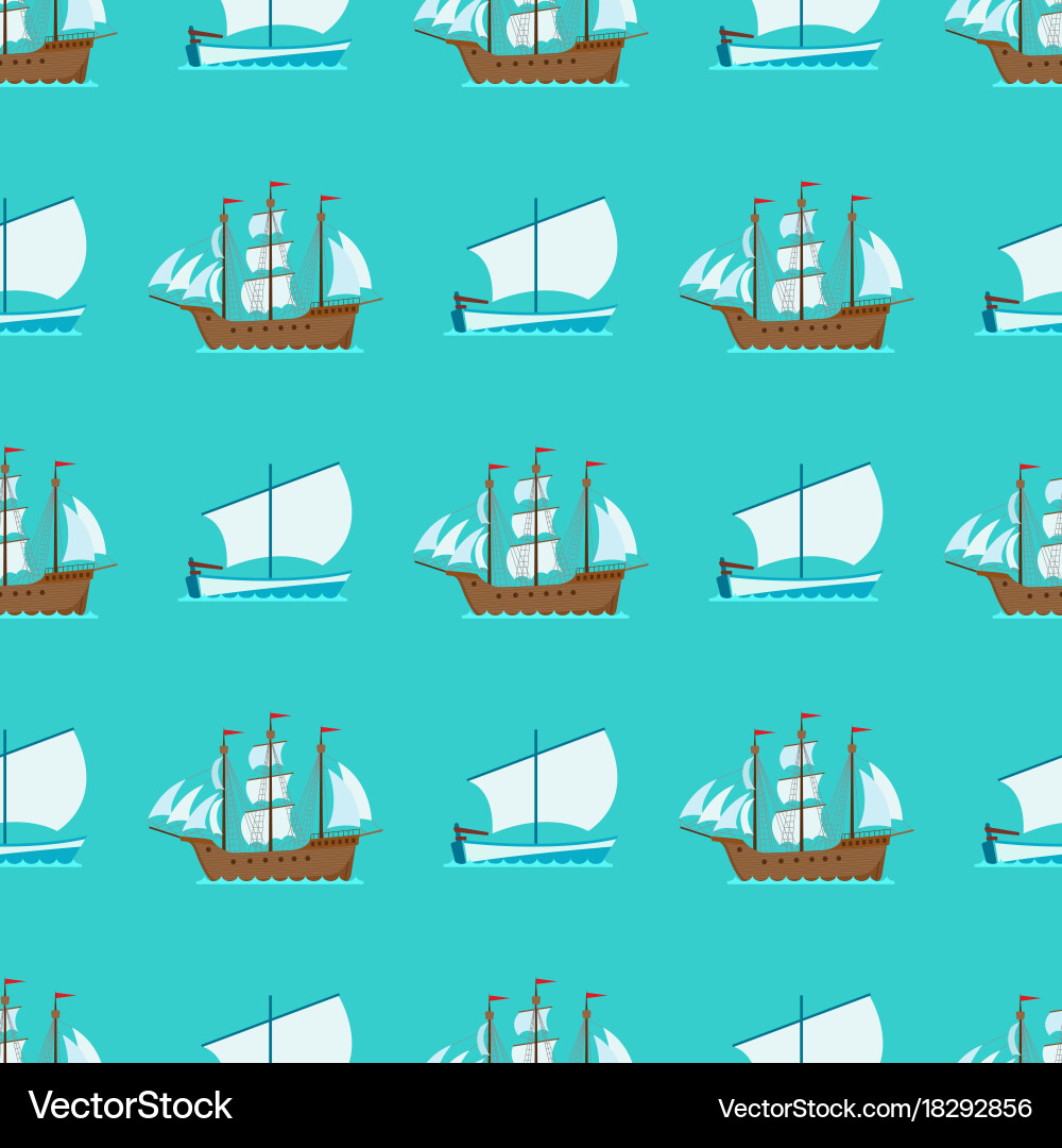 Ship cruiser boat sea seamless pattern vessel Vector Image