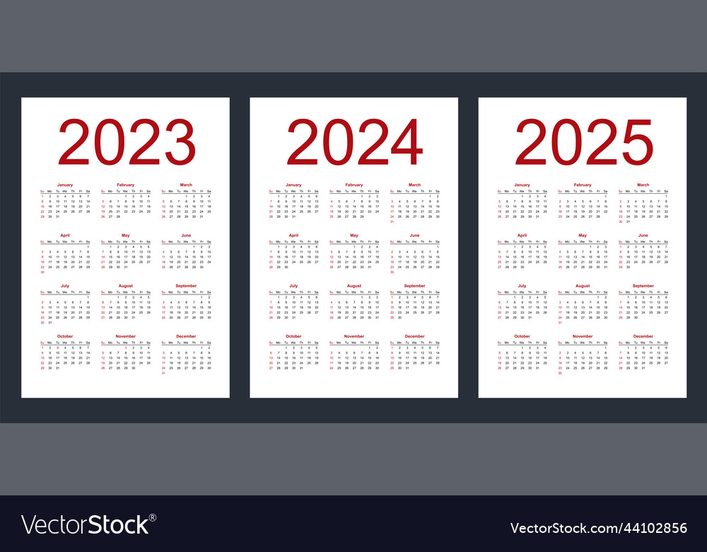 Simple editable calendars for year 2023 Royalty Free Vector