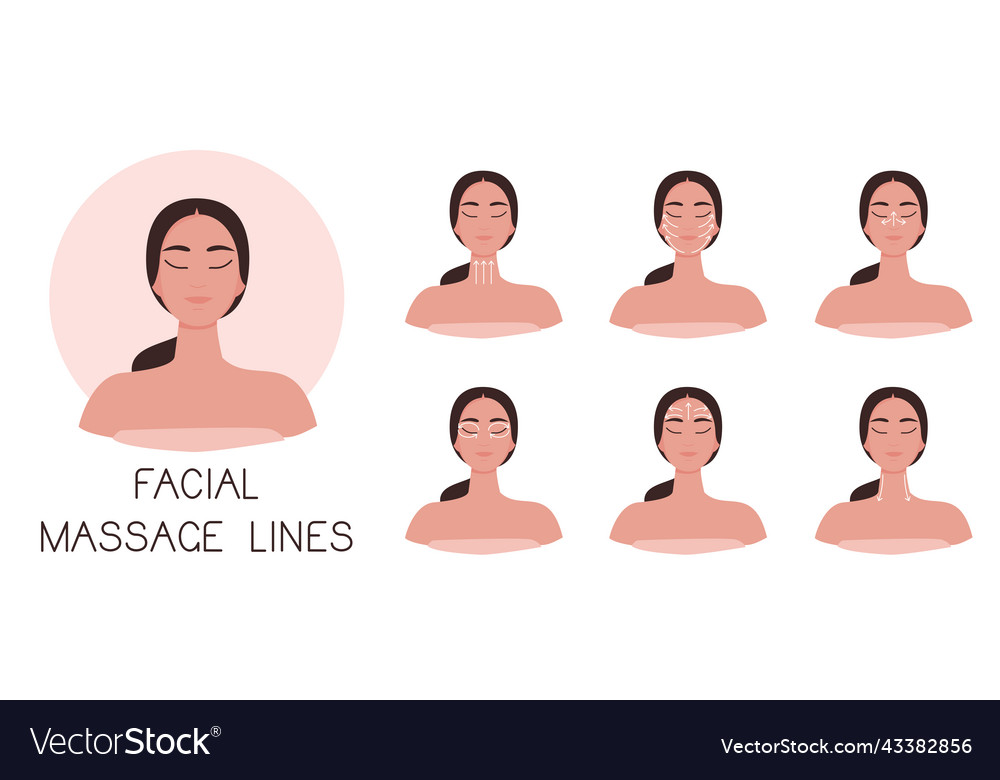 Step by set for facial massage lines Royalty Free Vector