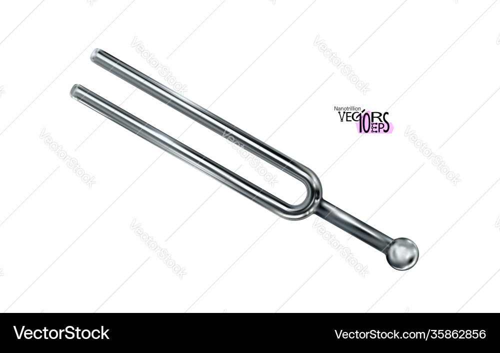 Tuning fork realistic metal musical equipment Vector Image