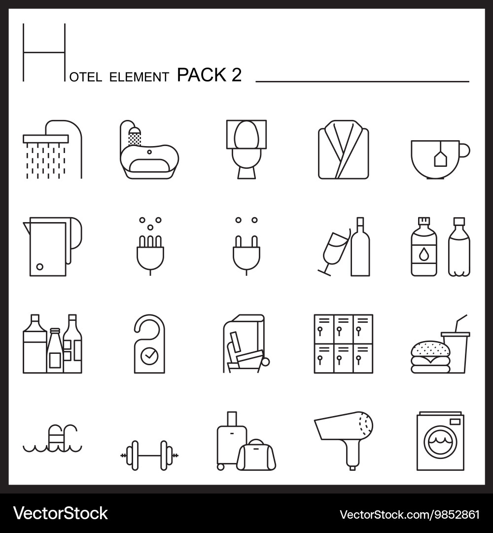Airport element line icon set 2mono pack Vector Image