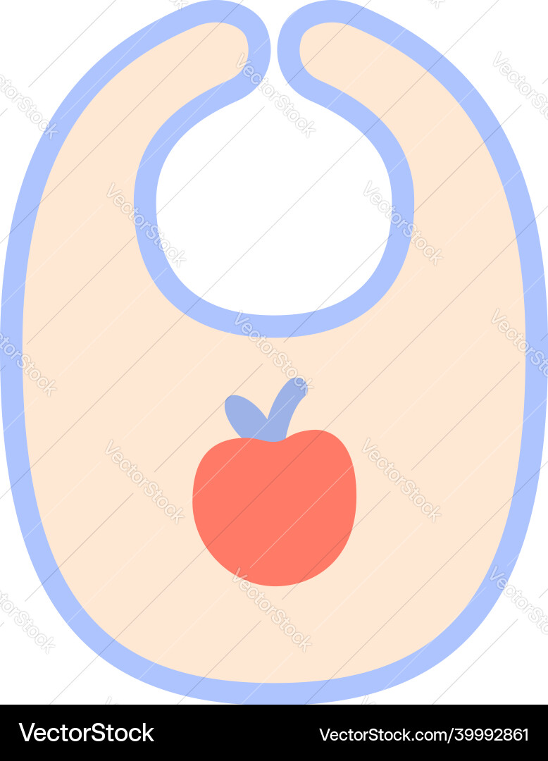 Baby bib flat icon isolated on white background Vector Image