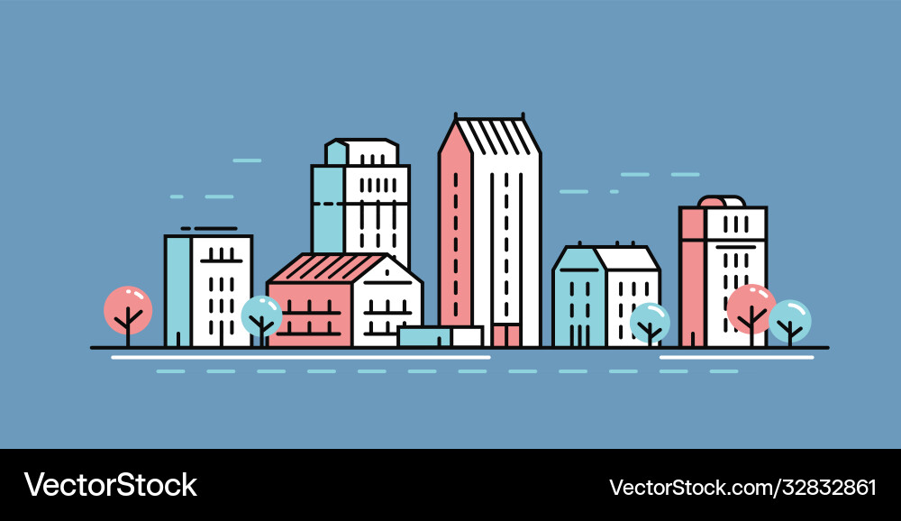 City landscape in linear style cityscape Vector Image