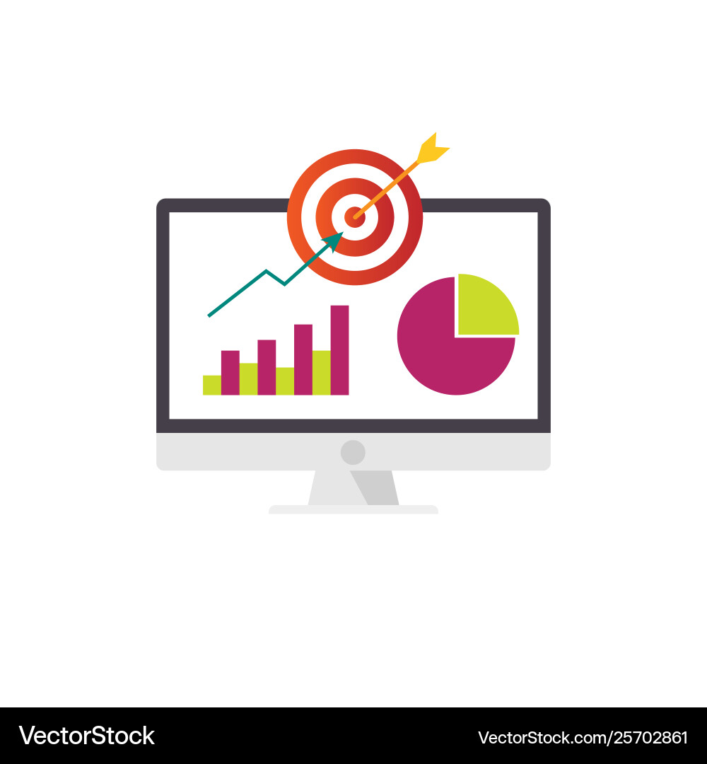 Computer monitoring with increasing business Vector Image
