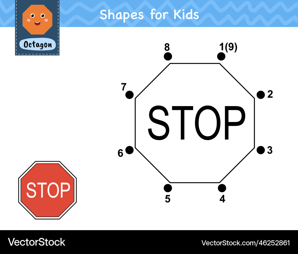 Connect the dots and draw a stop traffic sign dot Vector Image