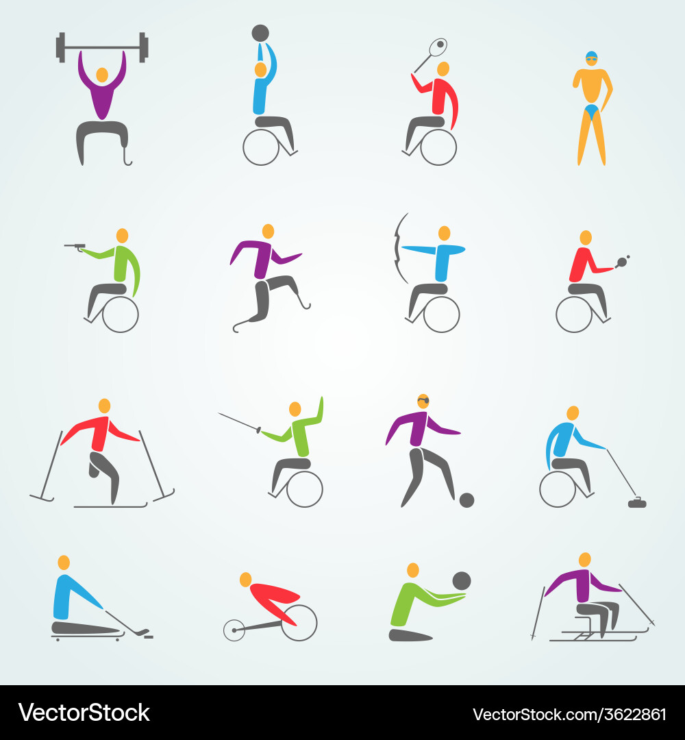 Disabled sports icons set Royalty Free Vector Image