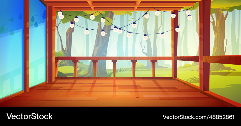 Forest home porch country Royalty Free Vector Image