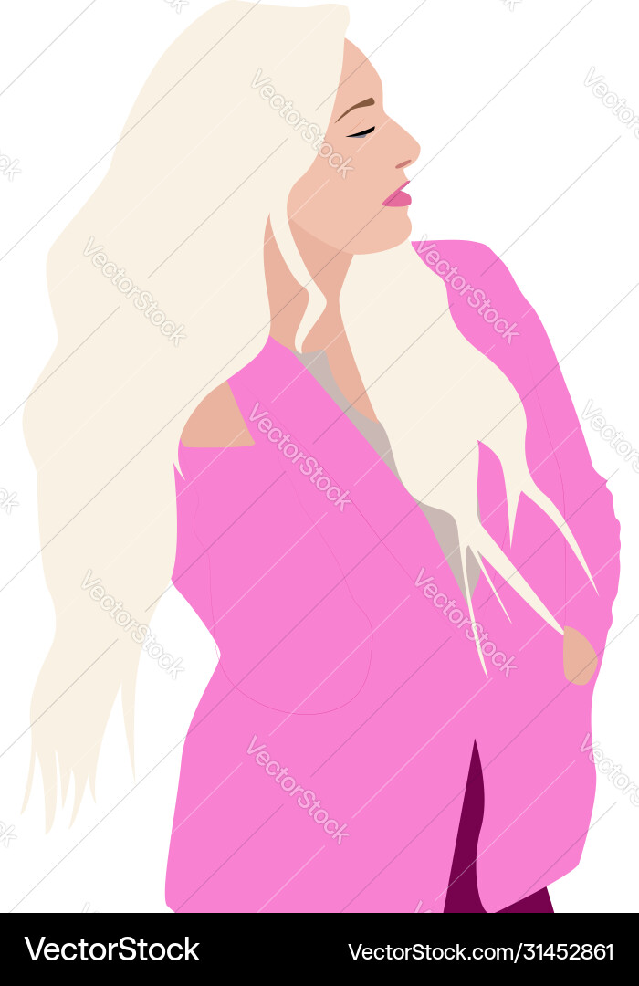 Girl in pink on white background Royalty Free Vector Image