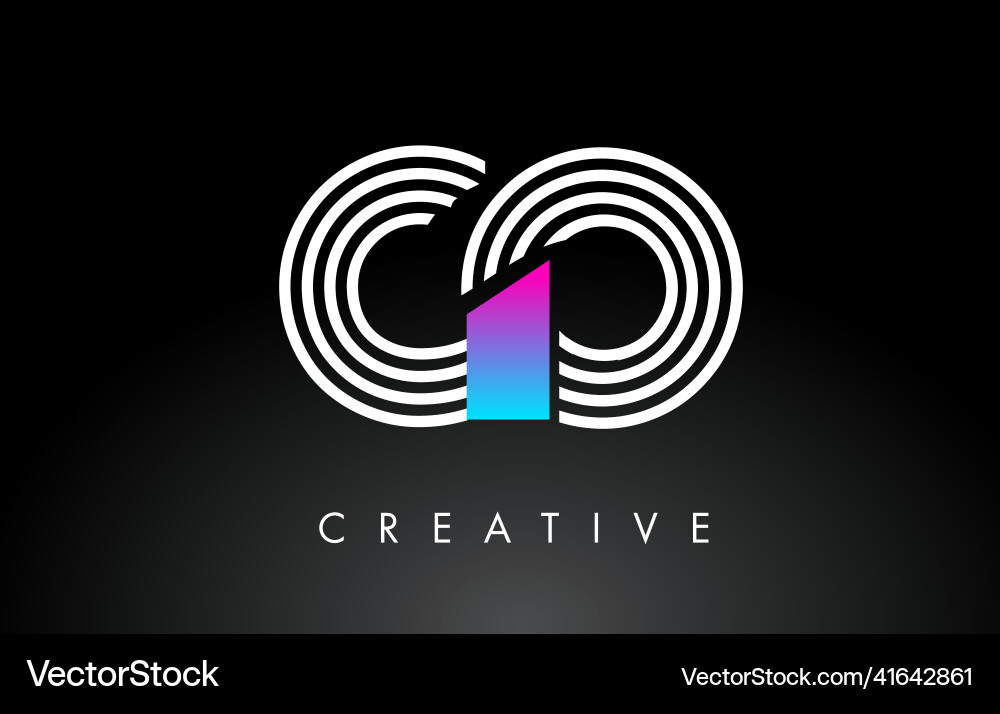 Go white purple lines letter logo creative line Vector Image