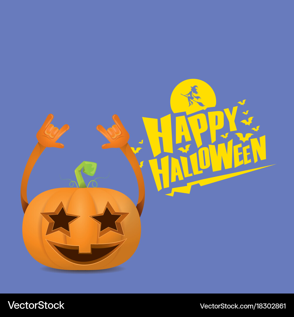 Halloween funky rock n roll style pumpkin Vector Image