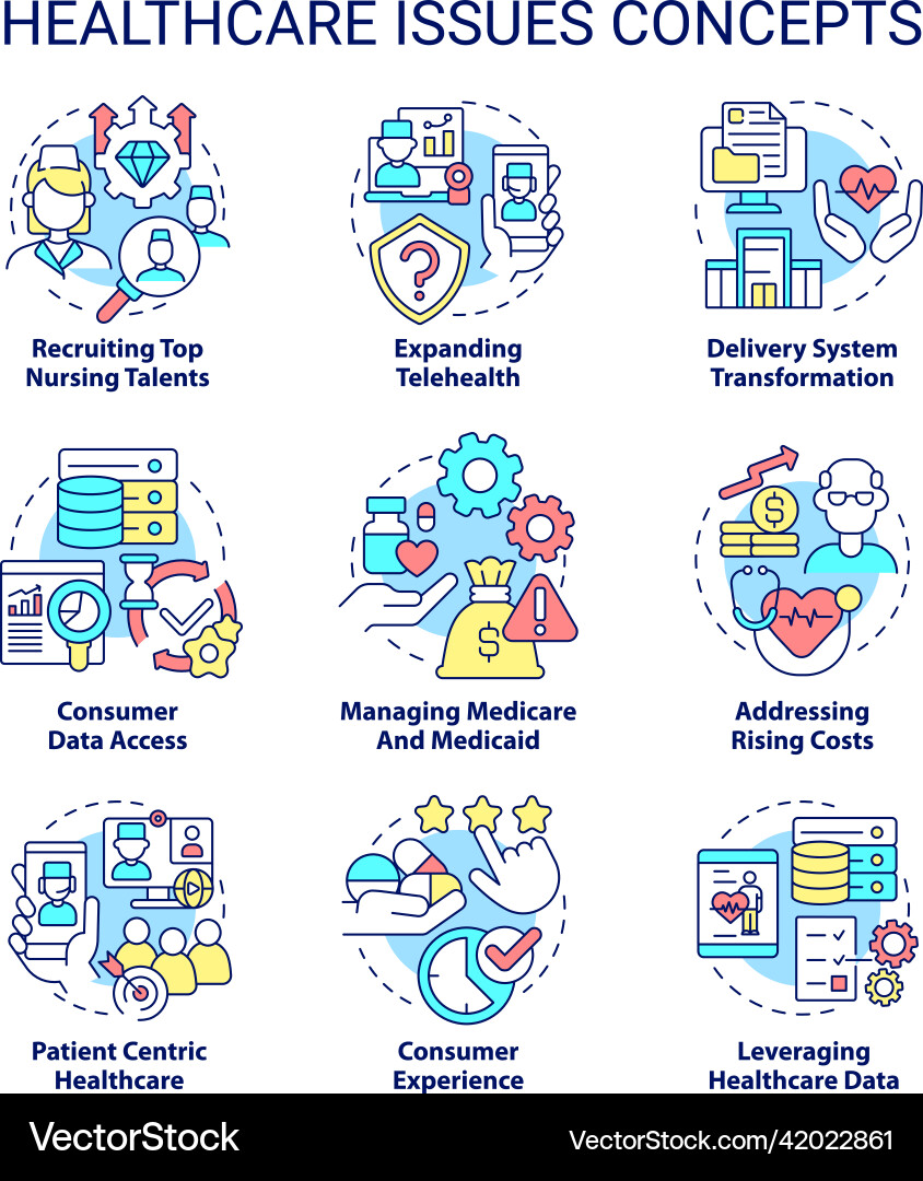 Healthcare issues concept icons set Royalty Free Vector