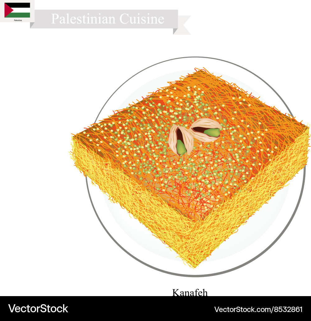 Kunafa or palestinian cheese pastry with syrup Vector Image