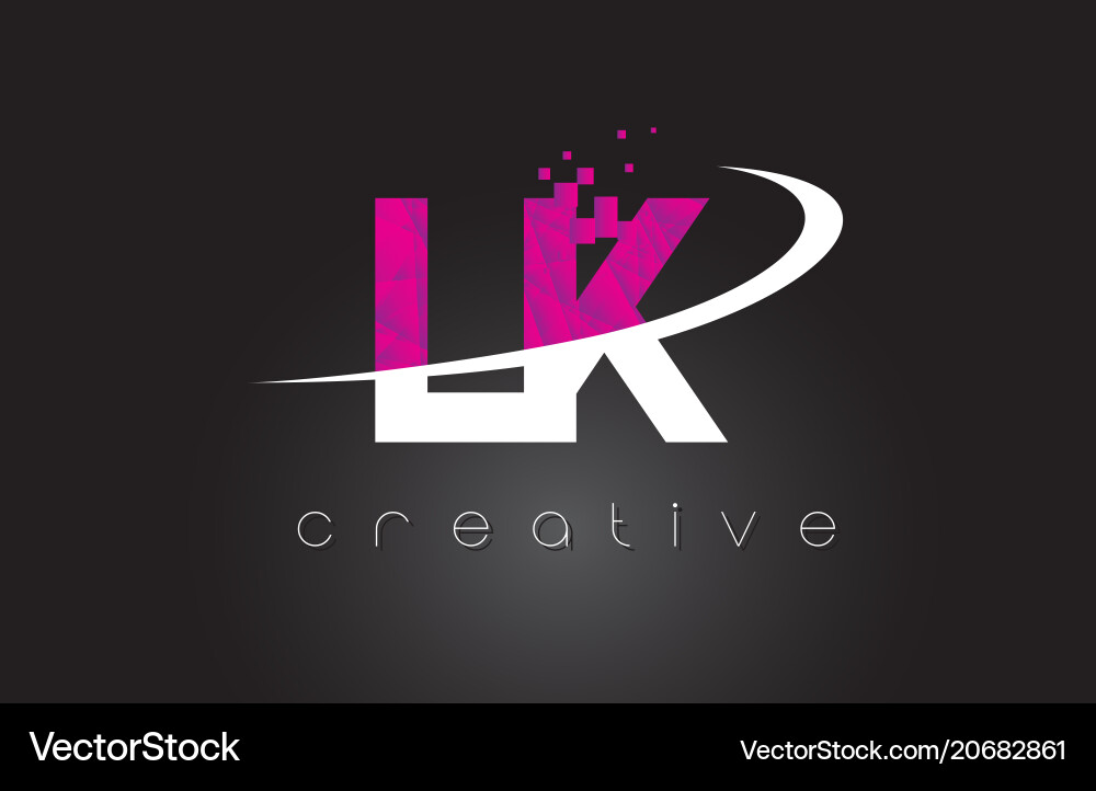 Lk l k creative letters design with white pink Vector Image
