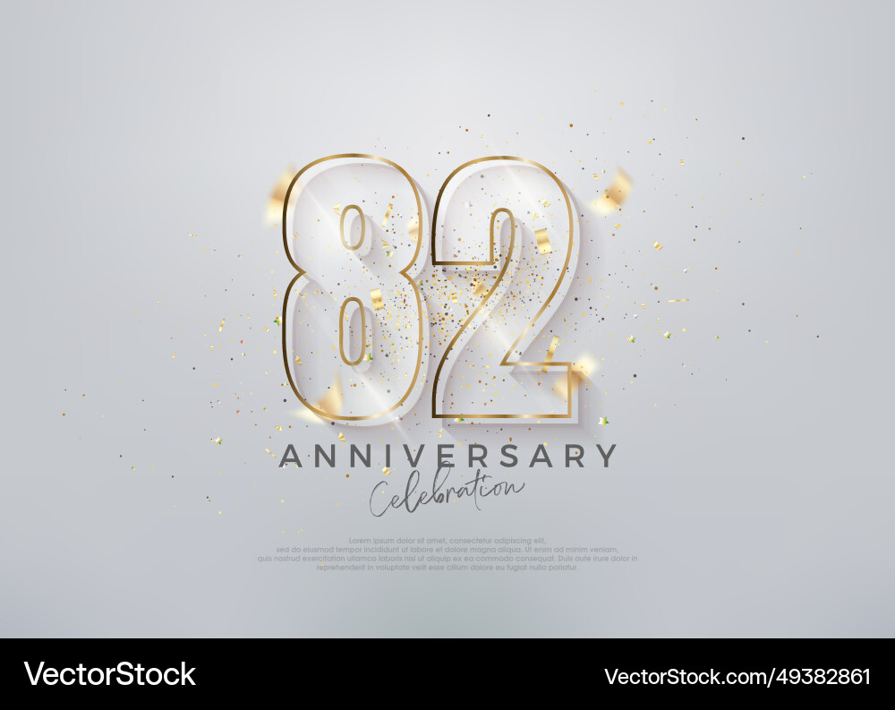 Modern number 82nd with unique glass numerals Vector Image