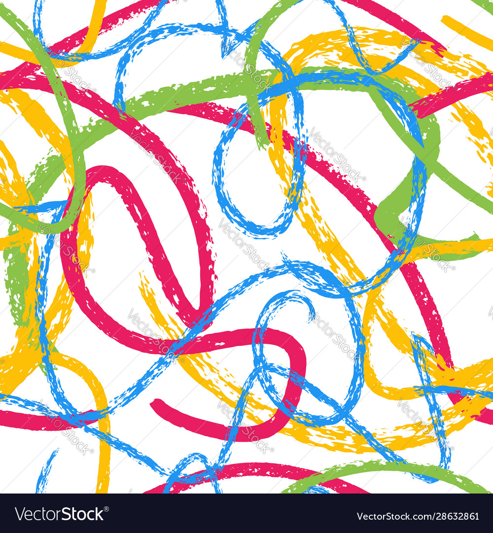 Seamless pattern with colorful linear doodles Vector Image
