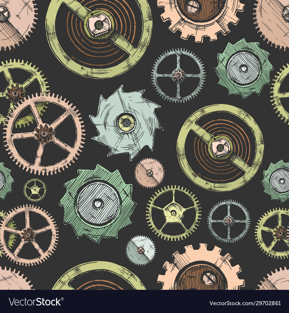 Seamless pattern with different gears Royalty Free Vector