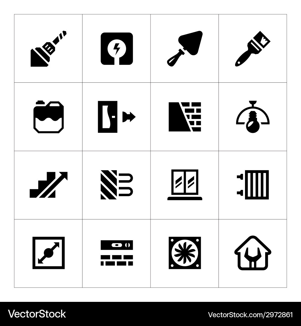 Set icons repair and building Royalty Free Vector Image