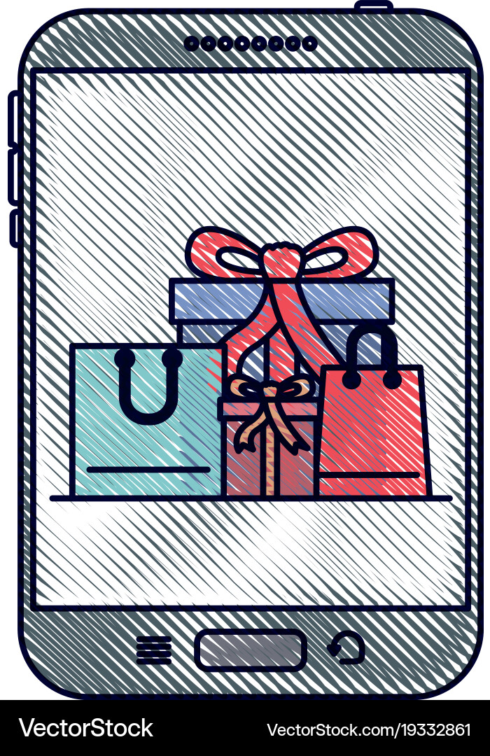 Tablet device front view with gift boxes Vector Image