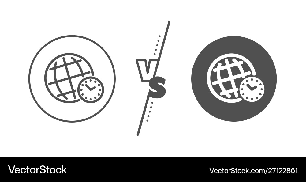 Time zone line icon world clock sign watch Vector Image
