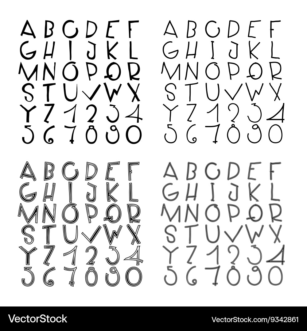 Wobbly fonts collection with rough grungy Vector Image
