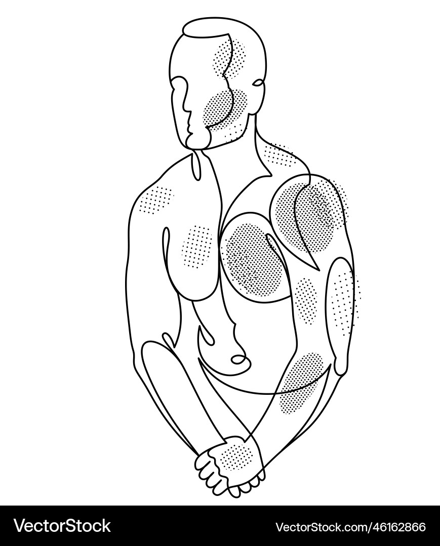 Athletic man torso linear male beauty Royalty Free Vector