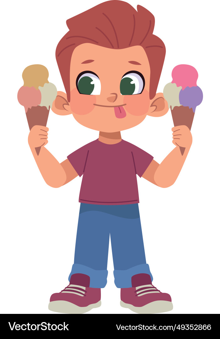 Boy eating ice cream nutrition Royalty Free Vector Image