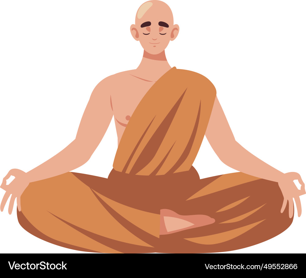 Buddhist monk meditating Royalty Free Vector Image