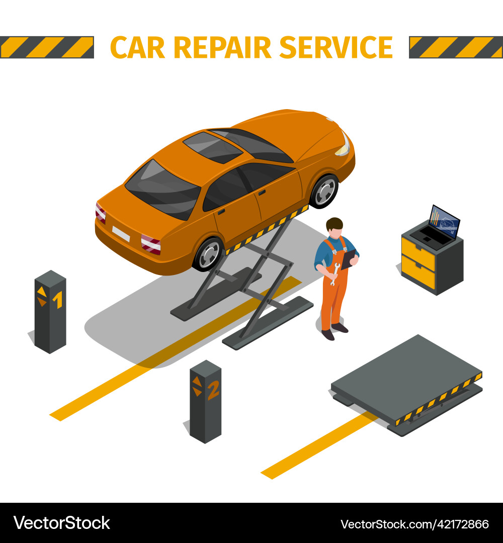 Car repair service or isometric 3d Royalty Free Vector Image