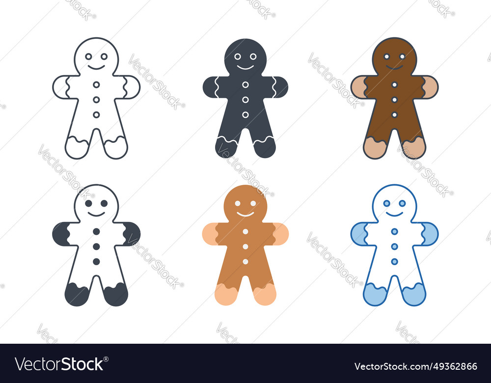 Christmas gingerbread man icon collection Vector Image