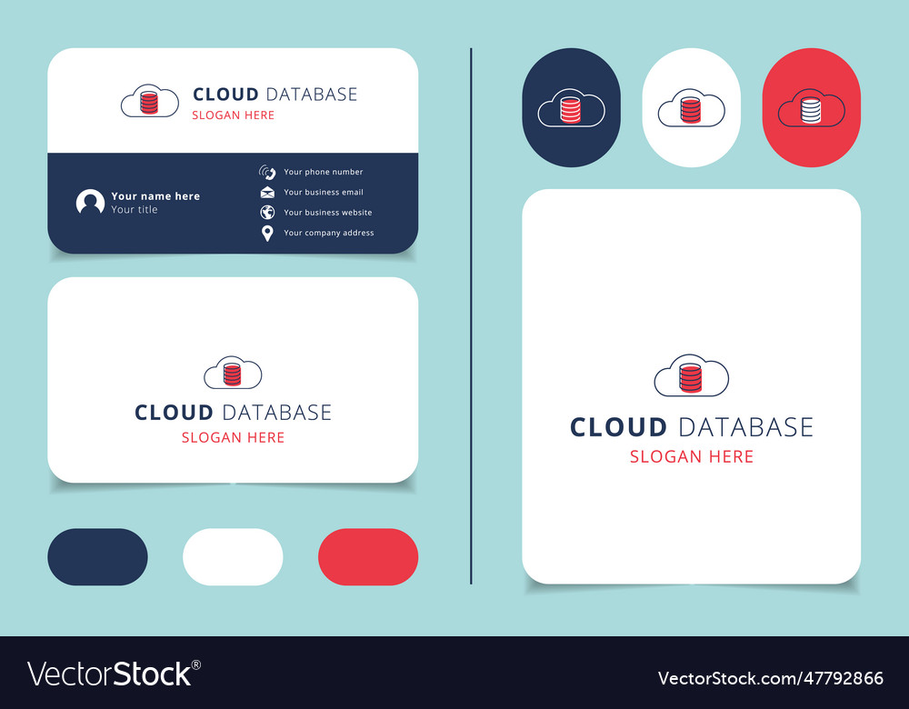 Cloud database logo design with editable slogan Vector Image