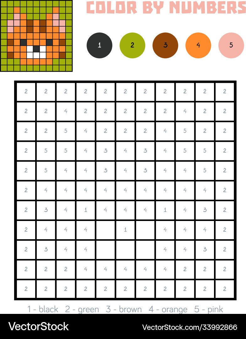 Color number education game cat Royalty Free Vector Image