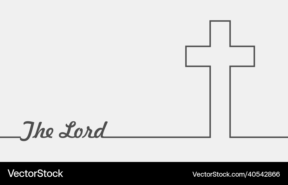 Cross and the lord text in thin lines style Vector Image