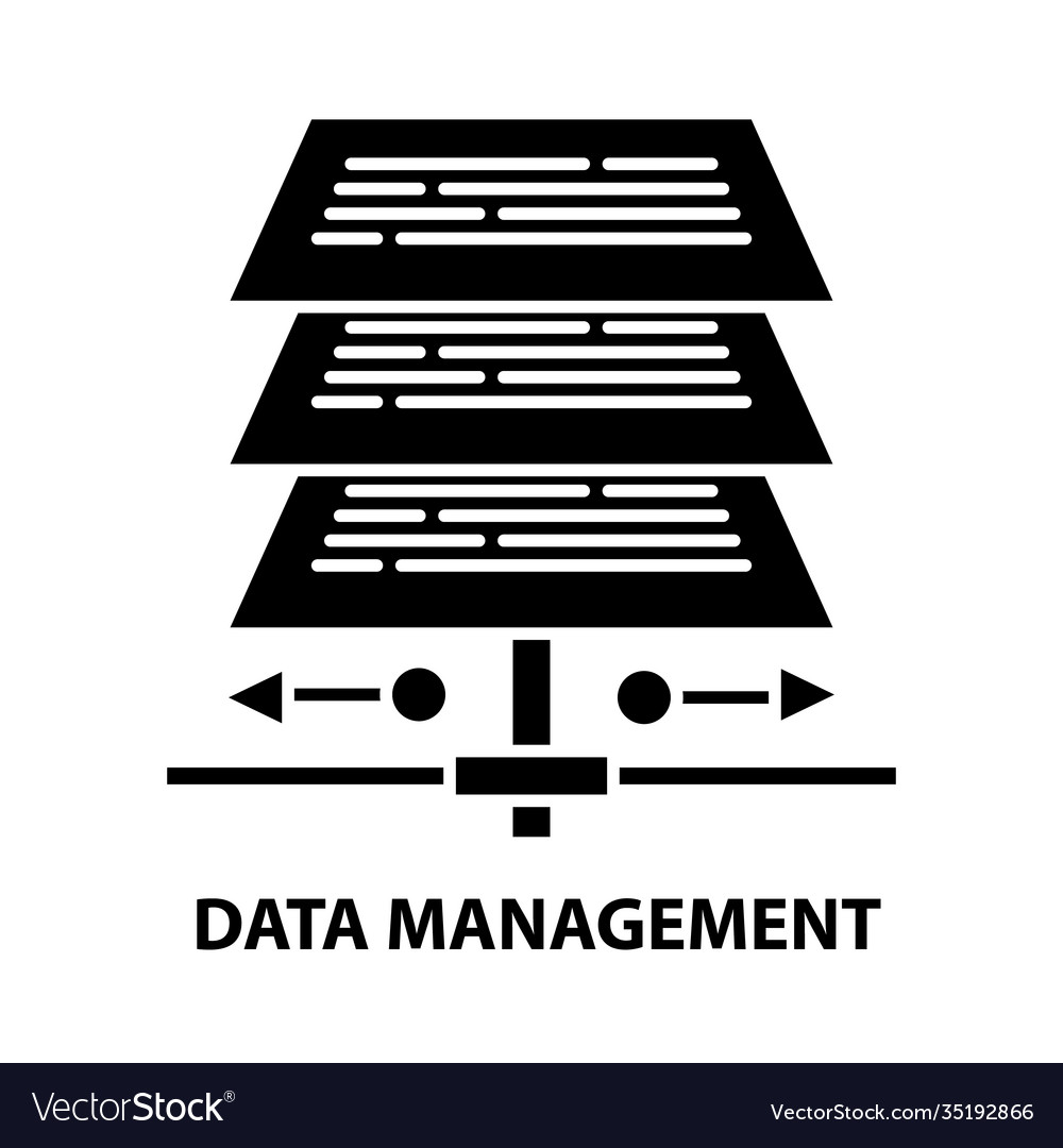 Data management icon black sign Royalty Free Vector Image
