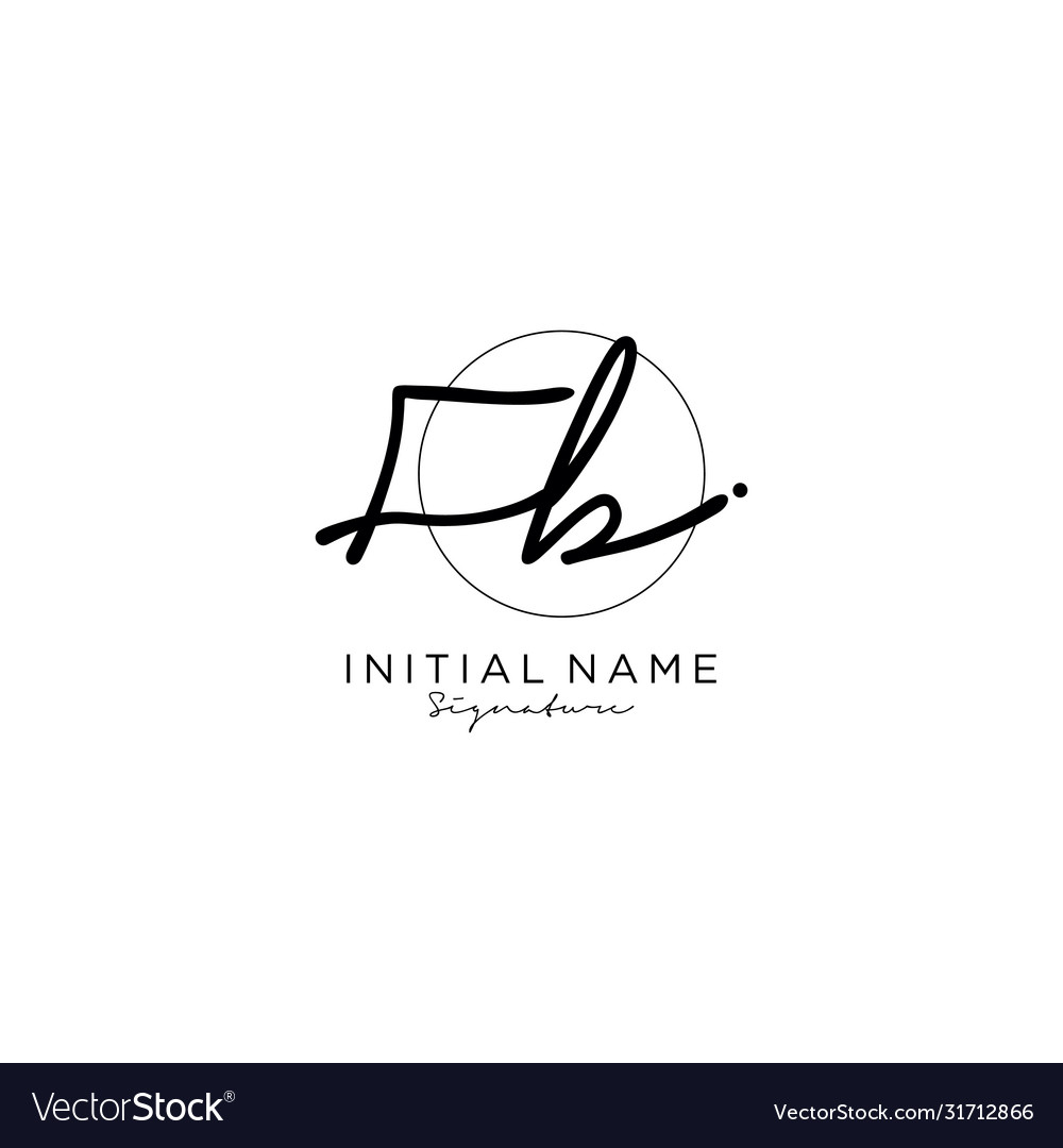 Fb initial handwriting logo design Royalty Free Vector Image
