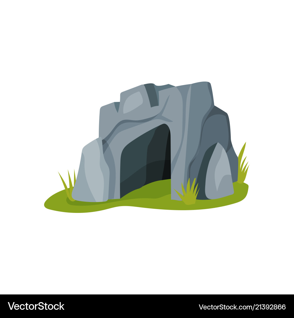 Flat icon of big gray cave isolated on Royalty Free Vector