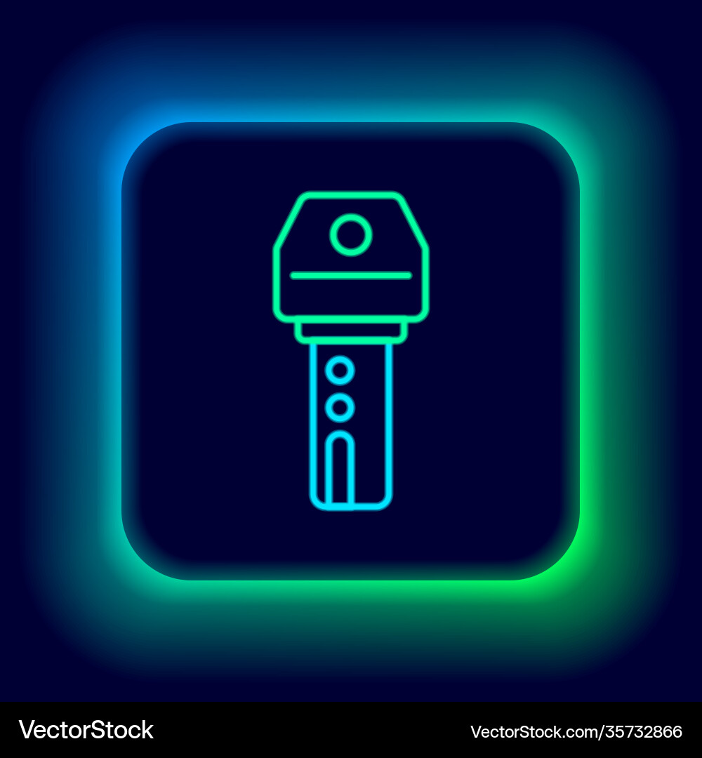 Glowing neon line car key with remote icon Vector Image