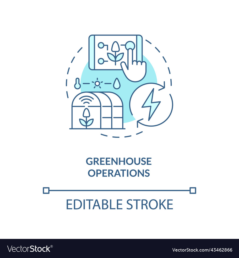 Greenhouse operations turquoise concept icon Vector Image Greenhouse operations turquoise concept icon Vector Image