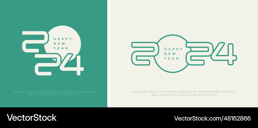 Happy new year 2024 retro design with thin Vector Image