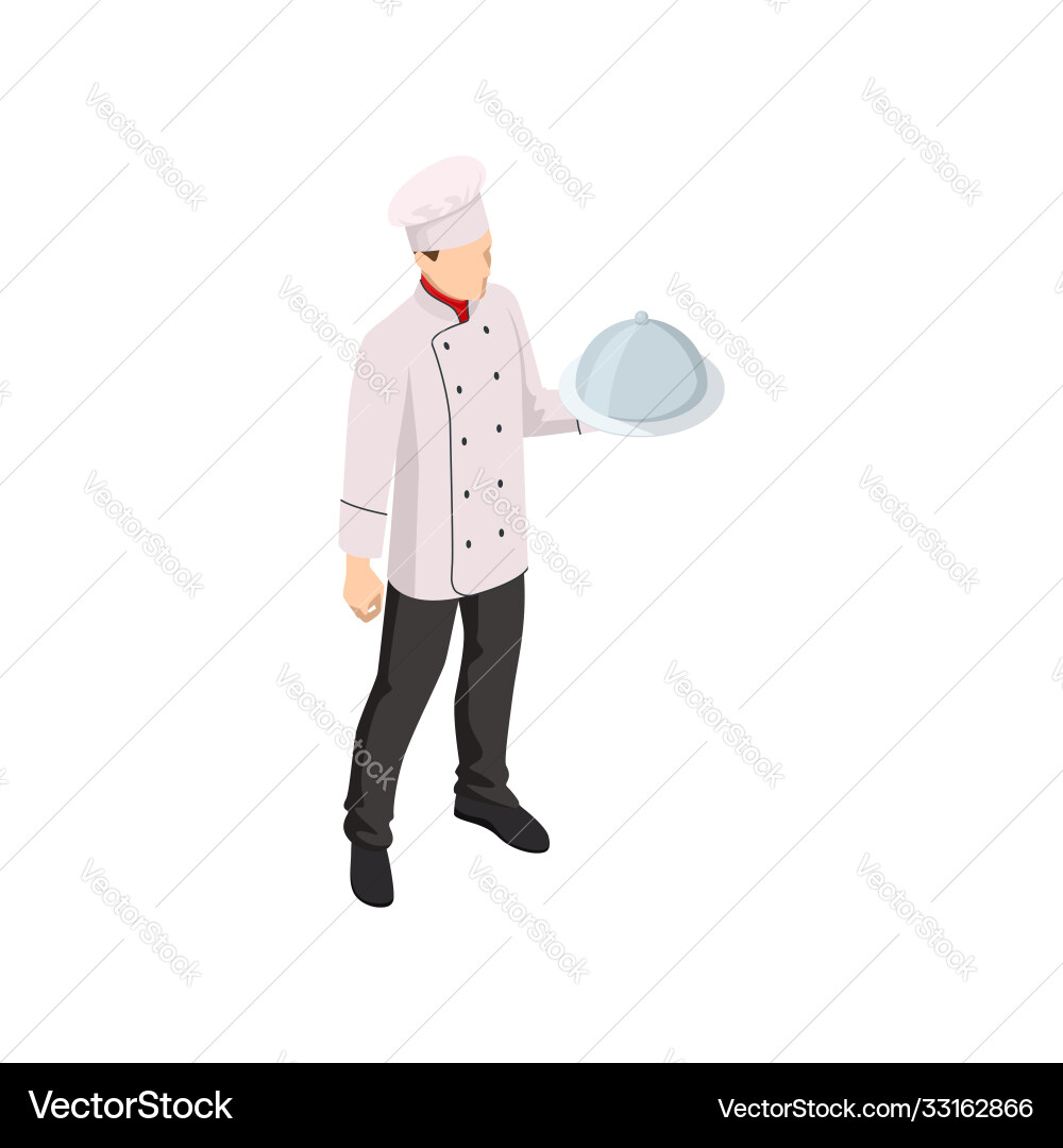 Isometric male chef isolated on white Royalty Free Vector