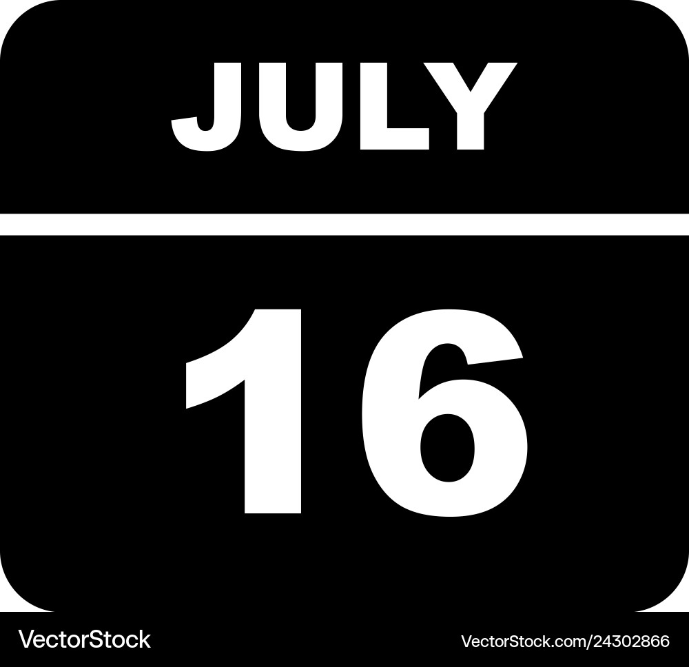 July 16th date on a single day calendar Royalty Free Vector
