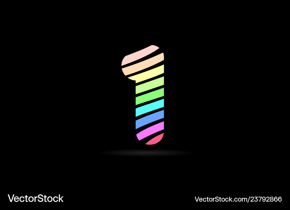 Rainbow 1 one number stripes logo icon design Vector Image