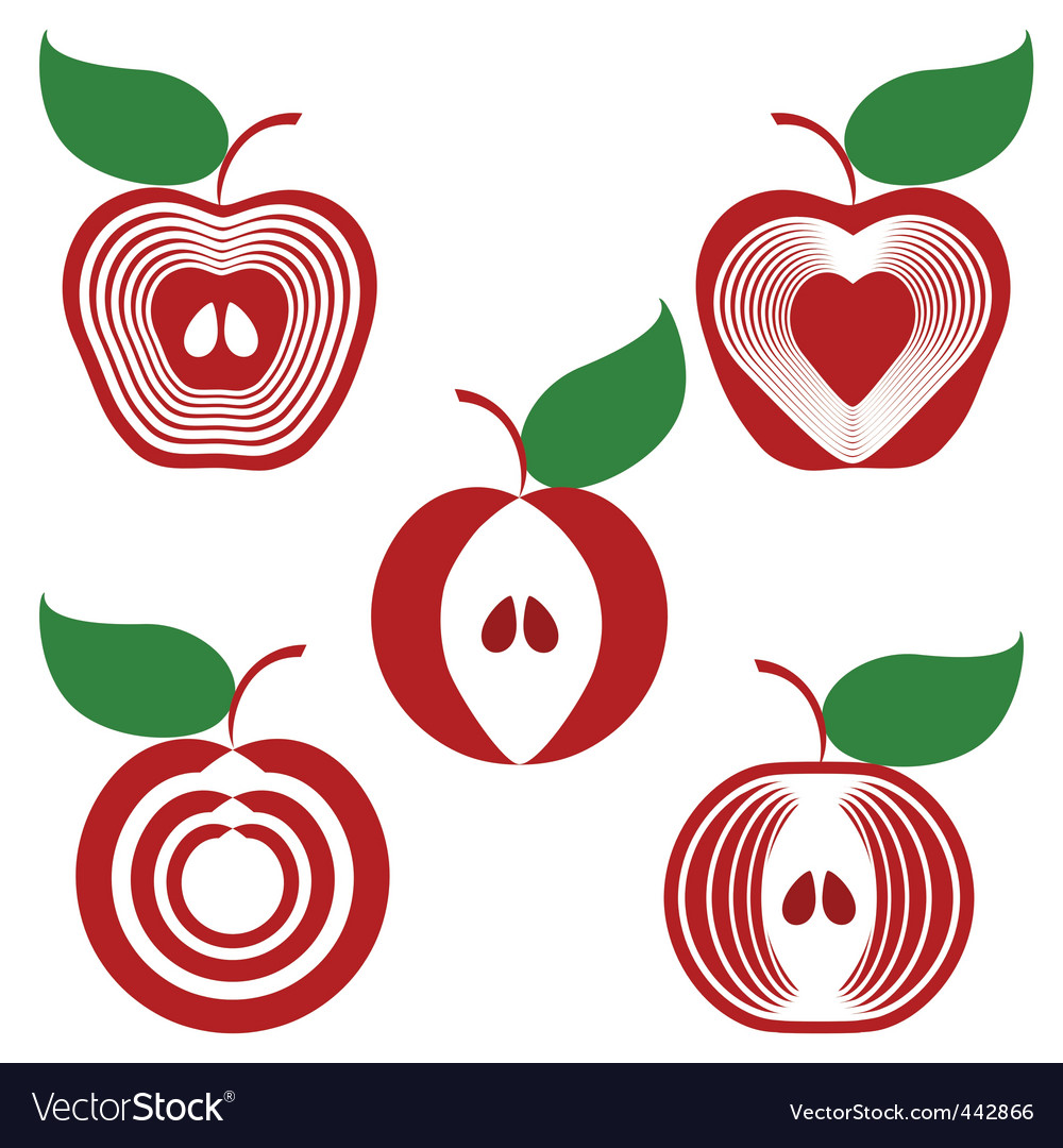 Set simple apples Royalty Free Vector Image - VectorStock